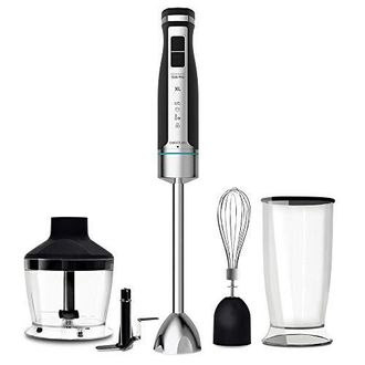 Cecotec Hand- Mixer PowerGear 1500 - Klingen aus Titanium Beschichtung, 21 Geschwindigkeitsstufen, 1500 W, Inklusiv Glas mit Deckel. (Schwarz und Edelstahl, X