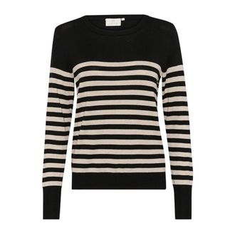 Kaffe Gestreifter Strickpullover Schwarz/Grau Mel. Streifen - - Knitwear - Damen - Grau - XS