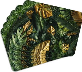 MG Design Set aus 6 Kork-Platzsets - Jungle Gold - 30 x 40 cm - hitzebest&auml;ndig & abwischbar, mit Korkr&uuml;ckseite