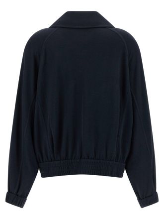 Brunello Cucinelli Cotton-Silk Interlock Sweatshirt - Navy