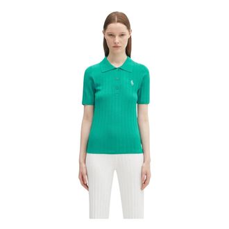 Sporty & Rich SRC Geripptes Polo - - Tops - Damen - Gr&uuml;n - L