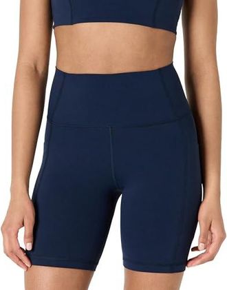 Amazon Essentials Short Cycliste Active FormFlex Ultra Doux avec Poches, Taille Haute, 18cm Femme, Bleu Marine, XXL