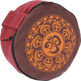 Guru Shop Yoga Kissen, Yogakissen, Bedrucktes Meditationskissen mit Dinkel F&uuml;llung - Weinrot/orange, Baumwolle, 13x30x30 cm