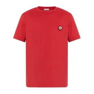 Moncler Logo Patch T-Shirt - - Tops - Herren - Rot - XL