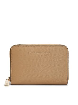 Tommy Hilfiger Geldb&ouml;rse TOMMY HILFIGER TH MODERN COMPACT ZA, Damen, hellbraun, Lederimitat, Strukturmuster, unifarben, Basic, Kleinlederwaren, Damen Geldbeutel, Por