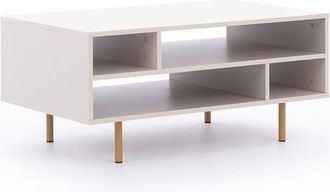 Furnix FRUNIX Couchtisch Nadija Sitzbank mit Goldbeige Matallf&uuml;&szlig;e Kaschmir