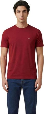 A|X Armani Exchange Homme, Tops, Rouge, Taille: XL T-shirt en coton &agrave; manches courtes et col rond