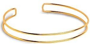 Singularu Choker Double Ring. Collier rigide double près du cou. Laiton avec finition plaqué or 18 kt. Ajustable. Bijoux pour femme