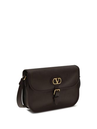 Valentino Garavani Mens Antibes Shoulder Bag Oak Brown Calf Leather Bos Taurus