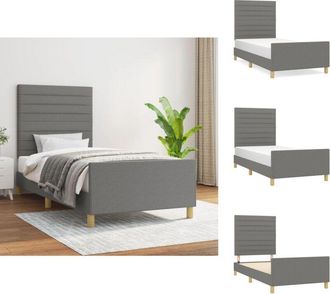 vidaXL Bettgestell ohne Matratze Dunkelgrau 90x200 cm Stoff - Bettsystem - Doppelbett - Boxspringbetten - Lattenrost - Schlafzimmermöbel