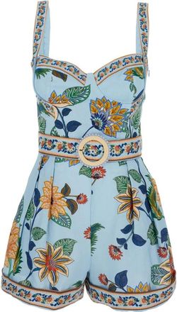 Farm Rio Farm Rio, Femme, Combinaisons et Ensembles, Bleu, Taille: 38 FR Floral Delhi Romper