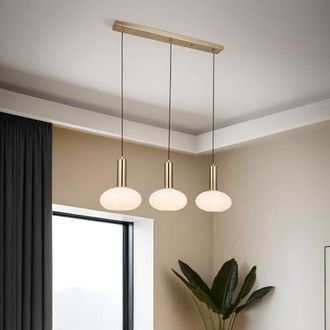 Opviq Antique Lacquer Chandelier, Metal Body, Adjustable Height 30-127 cm, &Oslash;19 Glass Cap, 3 x E27 Max 40W, Elegant Lighting for Home Decor, IP20 Rated