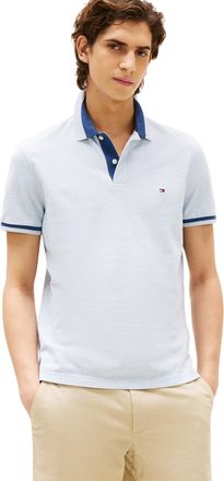 Tommy Hilfiger Herren Poloshirt Kurzarm Contrast Collar Block Regular Fit, Blau (Heathered Blue Bros B0802), XXL