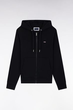 Eden Park Sweatshirt Zipp&eacute; En Molleton Coton Noir Coupe Droite