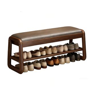 Generic Schuhbank aus Massivholz, Eingangsbank mit Stauraum, kompakte Aufbewahrungsbank, schmale Schuhwechselbank aus Holz f&uuml;r Eingangsbereich, Schlafzimmer, 