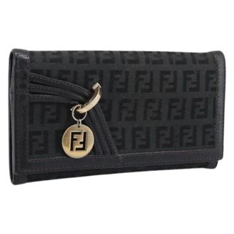Fendi Portefeuille long en toile Zucchino doccasion - Femme - Pre-owned - Noir - Taille: ONE Size