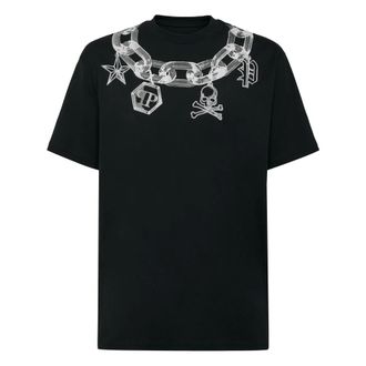 Philipp Plein Homme, Tops, Noir, Taille: 3XL T-Shirt Col Rond