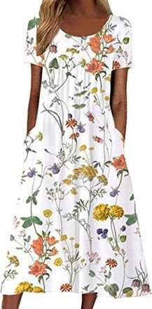 Generic WVONIF Robe de Plage Femme Ete Dentelle Courte Robe Femme D&eacute;t&eacute; Plage Robes sans Manches T-Shirt Robes D&eacute;bardeur Courte Col V Ourlet Irr&eacute;gulier Robe Fe