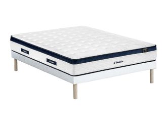 Vente-Unique Set 160 x 200 cm Boxspringbett + Matratze Taschenfederkernmatratze 5 Zonen k&cedil;hlendes Inlett 28 cm &ntilde; YSME