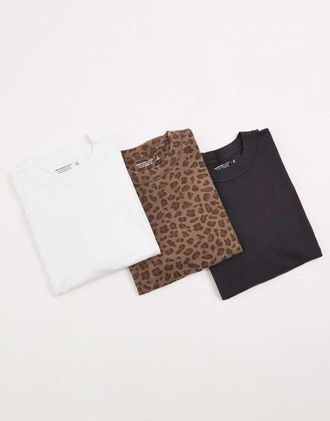 Abercrombie & Fitch 3er-Pack T-Shirts in neutralen Farben mit Vintage-Inspiration-Bunt