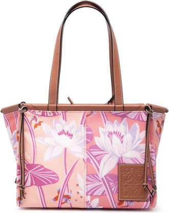 Loewe petit sac cabas Paulas Ibiza en toile à imprimé Waterlily (2010-2025) - Rose