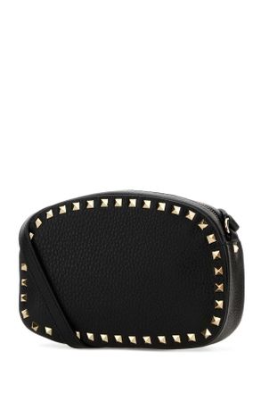 Valentino Garavani Womens Black Leather Rockstud Crossbody Bag Nero Calf - Bos Taurus Borse A Tracolla