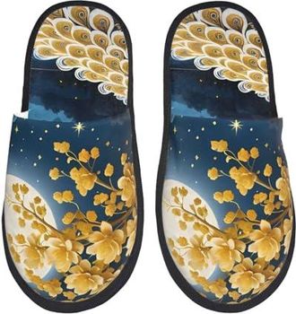 Generic Pantoufles Unisexes Imprim&eacute; Paon Dor&eacute; Au Clair De Lune Chaussons Femme Antid&eacute;rapantes Confort Pantoufles Pour Invit&eacute;s, Pour Int&eacute;rieur Ext&eacute;rieur, Femme