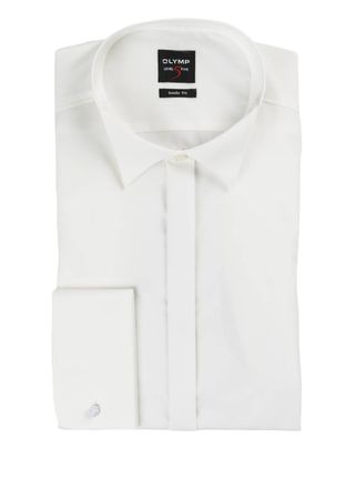 Olymp Smoking-Hemd Level Five Body Fit Mit Umschlagmanschette weiss