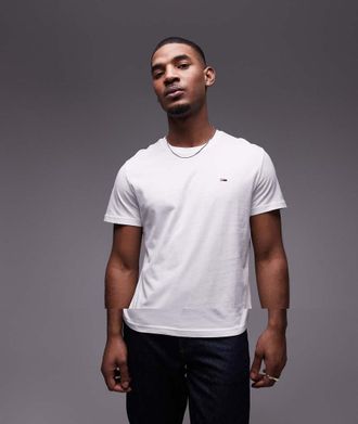 Tommy Jeans 2er-Pack T-Shirts in Schwarz/Wollweiß mit Logo und schmalem Schnitt