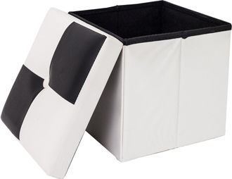 Mobili Rebecca Puff Truhe Weiß Schwarz, gepolstert, Urban, Wohnzimmer Schlafzimmer - Maße: 30 x 30 x 30 cm (HxLxB) - Art. RE4258