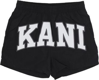 Karl Kani Schwarze/Wei&szlig;e Badeshorts mit Mesh-Unterw&auml;sche - - Swimwear - Herren - Schwarzk - 2XL