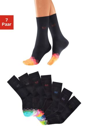 H.I.S Socken H.I.S, Damen, Gr. 31-34, schwarz, Baumwolle, Elasthan, Polyamid, gemustert, elastisch, Socken Socken, mit bunt gemusterter Spitze, Topseller