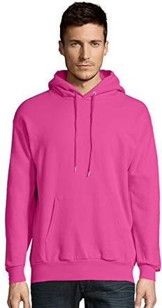 Hanes Mens ComfortBlend EcoSmart Pullover Hoodie Sweatshirt, M, Wow Pink