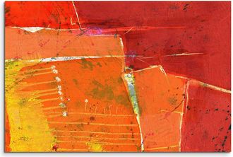 Paul Sinus Art 80x60cm Fotoleinwand Leinwanddruck Kunstdruck Wandbild gelb rot orange gemalt