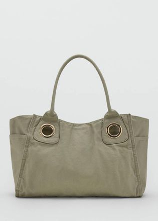 Mango Sac en toile &agrave; aillets vert d&acute;eau - Femme - Taille unique - MANGO