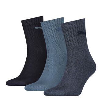 Puma Lot de 3 paires de chaussettes courtes unisexes PUMA, V&ecirc;tements, Bleu, 35-38