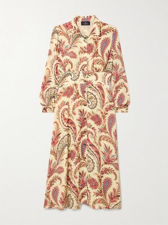 Etro Midi-hemdblusenkleid Aus Crêpe Mit Paisley-muster Und Raffungen - Mehrfarbig