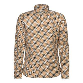 Burberry Homme, Chemises, Beige, Taille: L Chemise Beige &agrave; Carreaux Style Classique