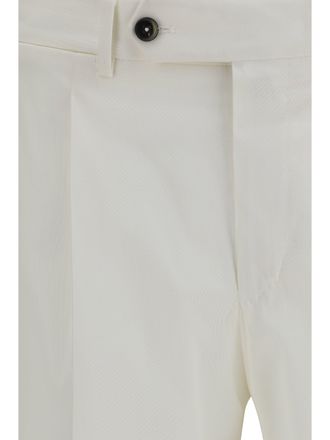 Pantaloni Torino Mens Trousers Union Silkochino Wool White Cotton