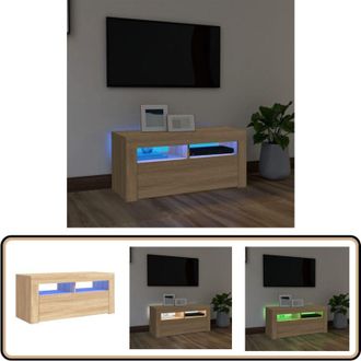 vidaXL Vidaxl - TV-Schrank mit LED-Leuchten Sonoma-Eiche 90x35x40 cm - tv Schrank - Holzwerkstoff Möbel - Sonoma Eichen Dekoration - led Beleuchtung