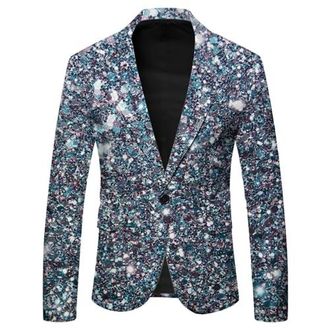 Generic Veste pour homme - Impression 3D - Aspect paillettes - Multicolore - Coupe ajust&eacute;e - Un bouton - Pour carnaval, f&ecirc;te, discoth&egrave;que, Nouvel An, 008, XXL