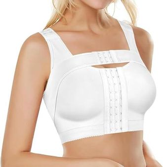 Generic Soutien-gorge postal avec fermeture avant r&eacute;glable, design &agrave; plusieurs crochets pour un meilleur maintien et un confort, Blanc., L