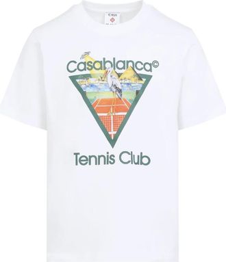 Casablanca Homme, Tops, Blanc, Taille: S Tennis Club T-Shirt