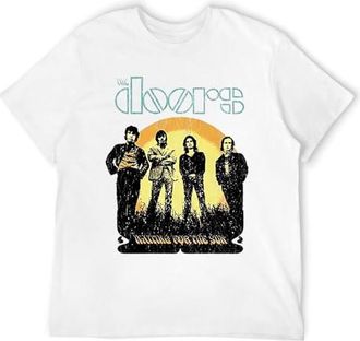 Generic T-shirt graphique soleil psych&eacute;d&eacute;lique, inspir&eacute; du groupe de rock vintage des ann&eacute;es 60, v&ecirc;tements pour amateurs de musique r&eacute;tro, Style blanc, L