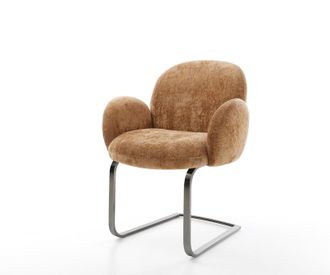 DELIFE Freischwinger Nube-Flex mit Armlehnen Chenille Rost Freischwinger flach Graphit Taschenfederkern, Esszimmerst&uuml;hle