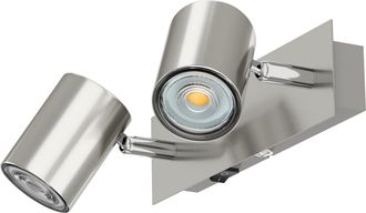 LEDs Com Wandspot WAIKA, zweiflammig, mit Schalter, edelstahl matt, inkl. GU10 LED (warmweiß, je 7,6W, 1103lm, 33°)