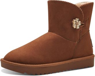 Marco Tozzi Damen Stiefeletten ohne Absatz Boots Gef&uuml;ttert, Braun (Nut), 42