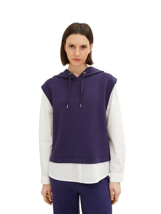 Tom Tailor Damen 2-in-1 Sweat-Pullunder mit Bluse