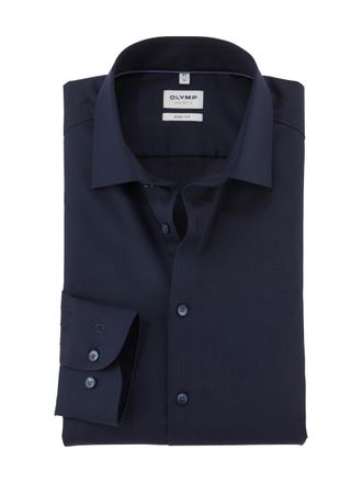 Olymp Herren Oberhemd Langarm Level Five,Satin,366 Level 5 Body fit (15.05.2015 - F16),21 New York Kent-2,Kobalt 08,39