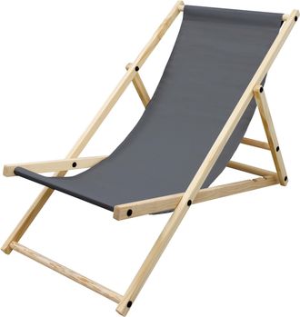 ECD Germany Liegestuhl klappbar aus Holz - 3 Liegepositionen - bis 120 kg - Anthrazit - Sonnenliege Gartenliege Relaxliege Strandliege Liege Strandstuhl Klapplieg